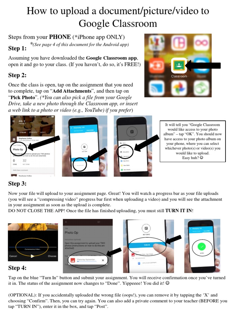 Uploading to Google Classroom via Phone | PDF | Mobile Software ...