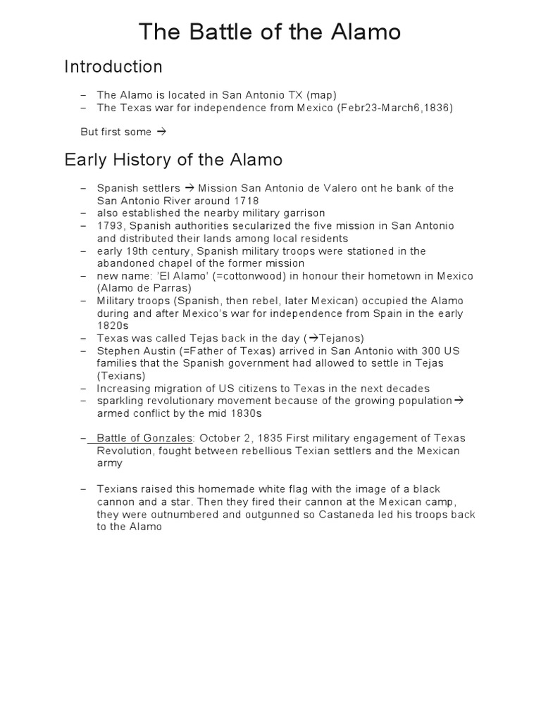 The Battle of the Alamo Overview | PDF | Battle Of The Alamo | Mexican ...