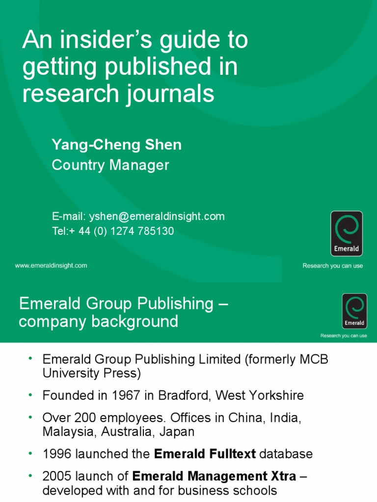 An Insider's Guide To Getting Published in Research Journals | PDF ...