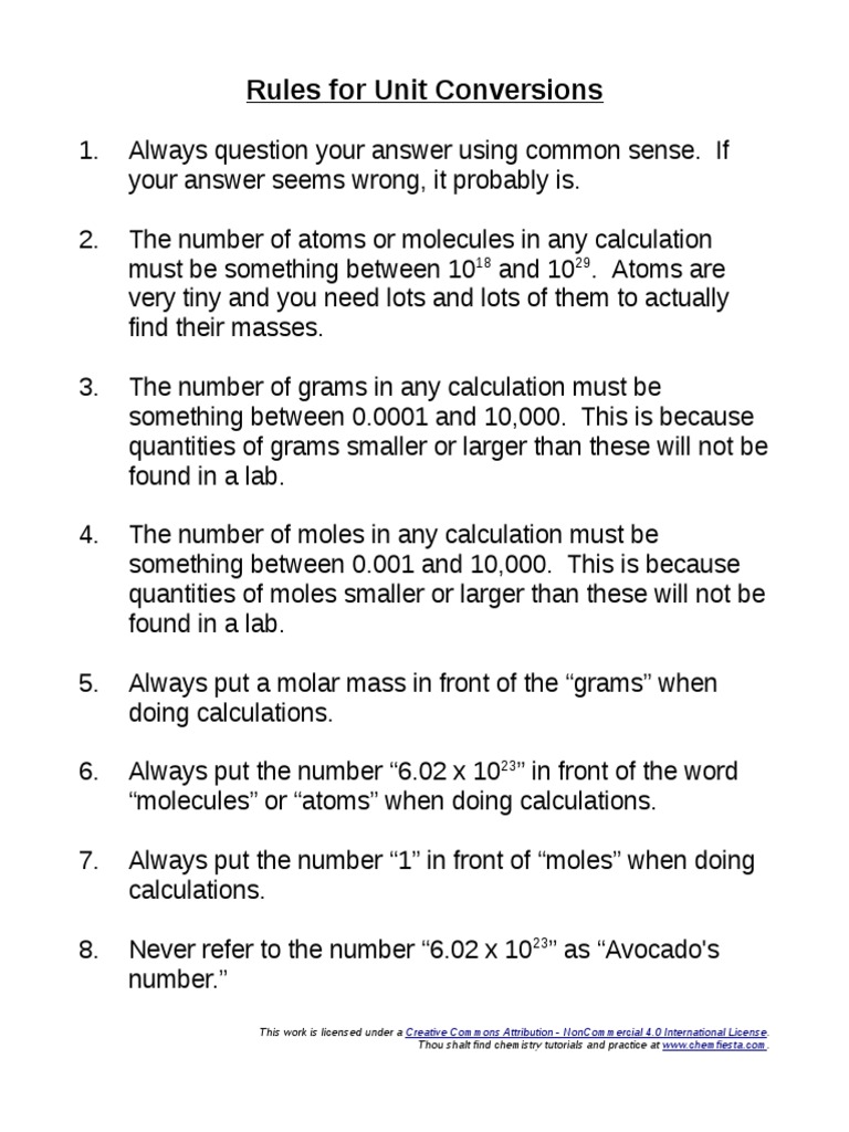 Rules For Unit Conversions: This Work Is Licensed Under A - Thou Shalt ...