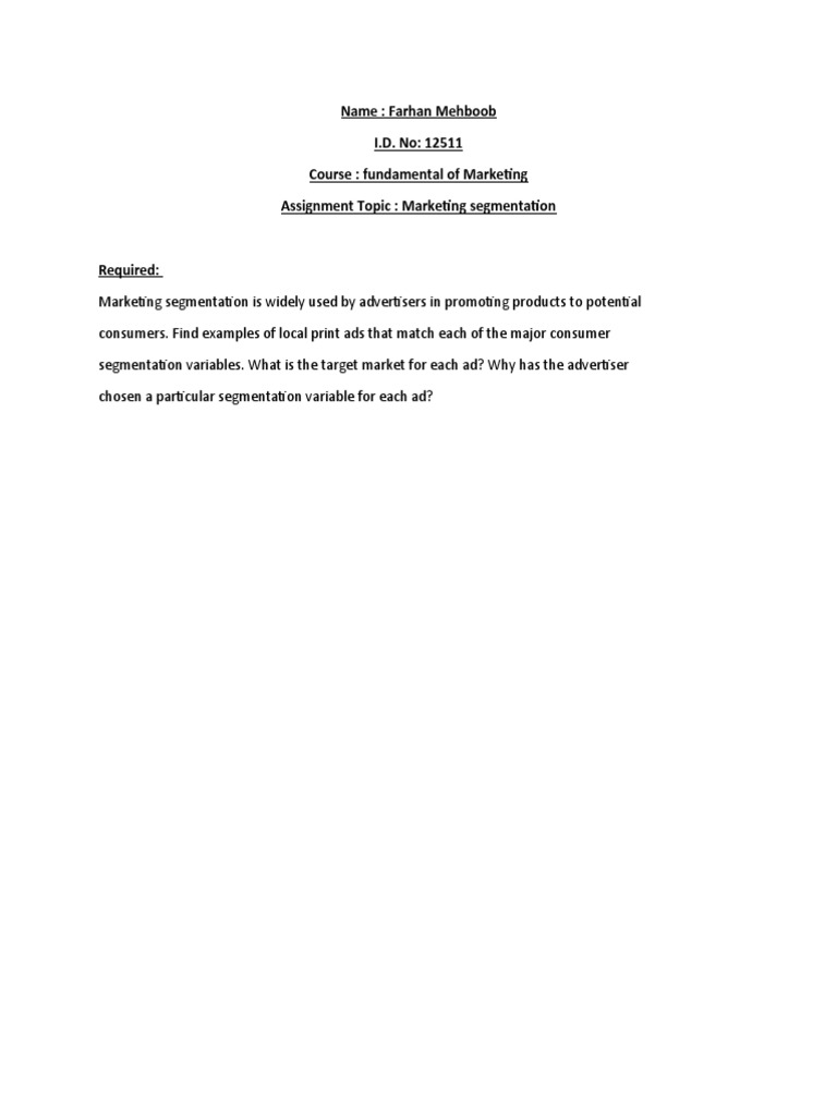 Marketing Segmentation Examples Explained | PDF | Market Segmentation ...