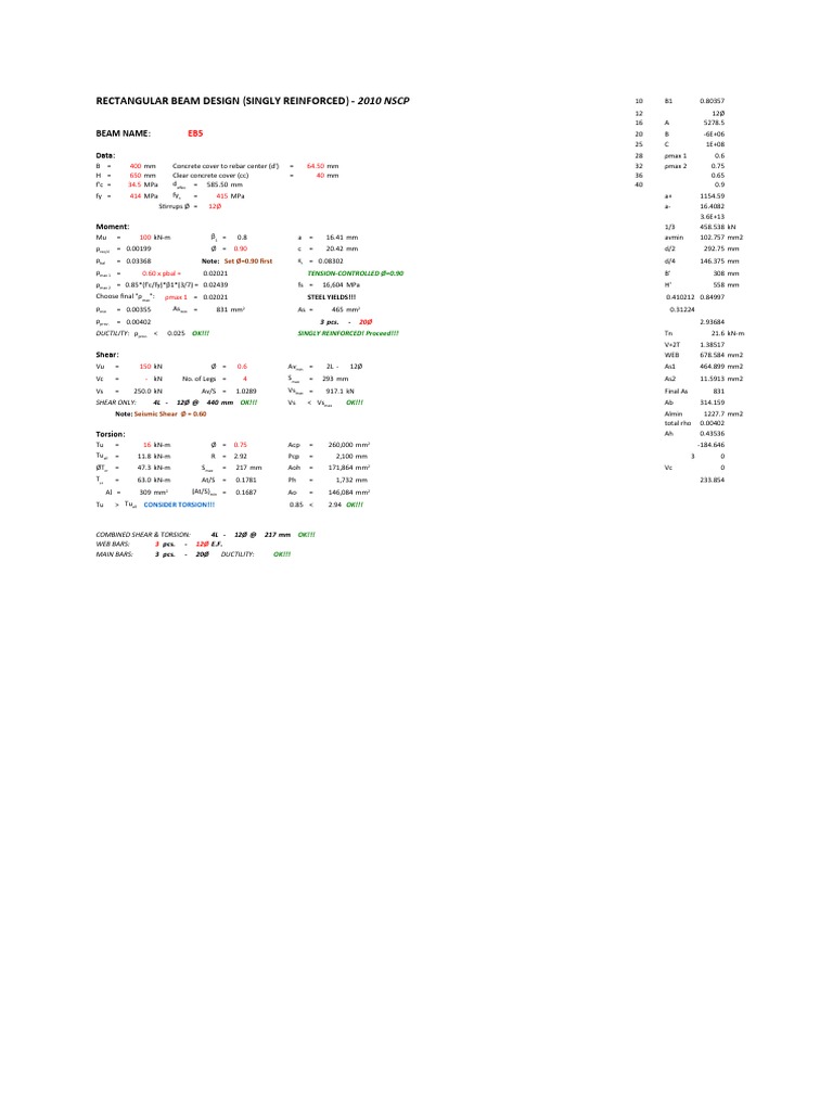 Rectangular Beam Design - 2010 NSCP | PDF | Economic Sectors | Metals