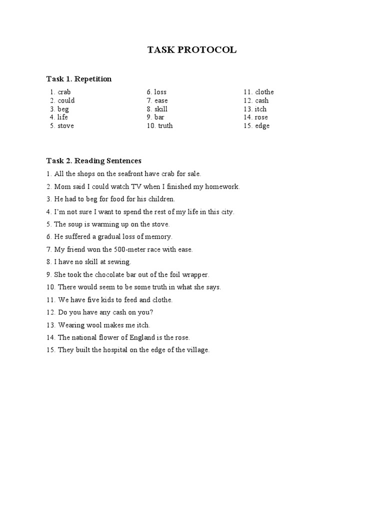 Task Protocol | PDF