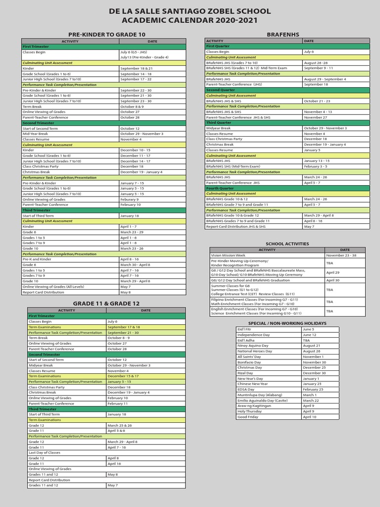 Academic Calendar AY 2020-2021 PDF | PDF | Academic Term | Educational ...