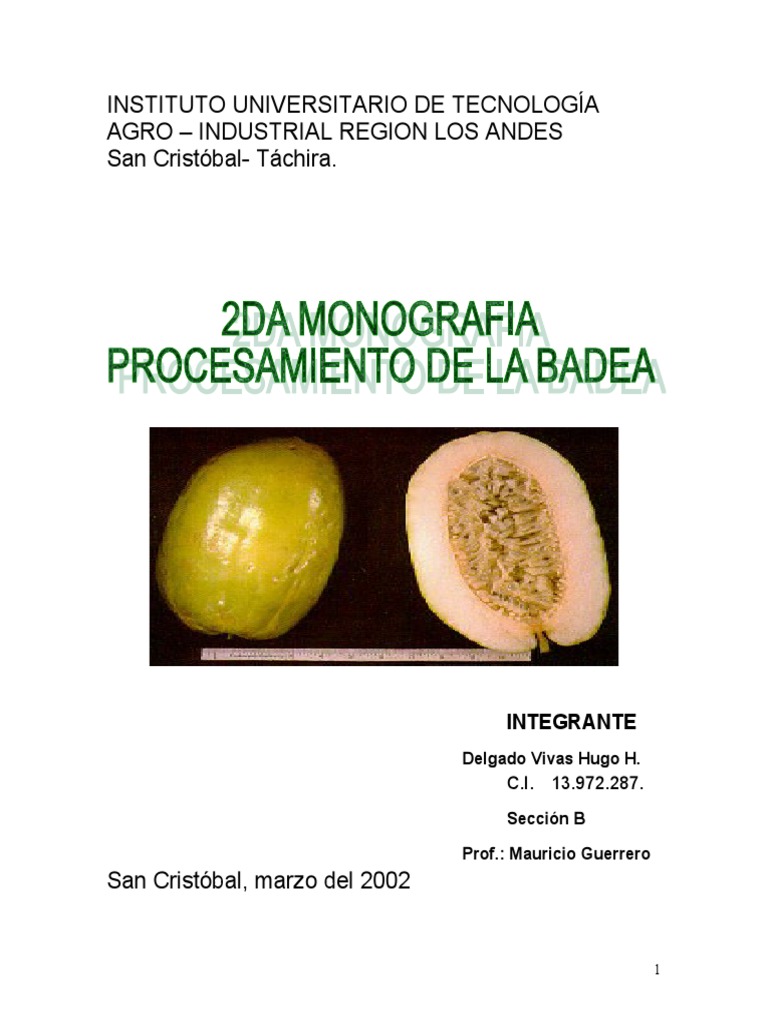 Beneficios y cultivo de la badea | PDF | Conservas de frutas | Calidad ...