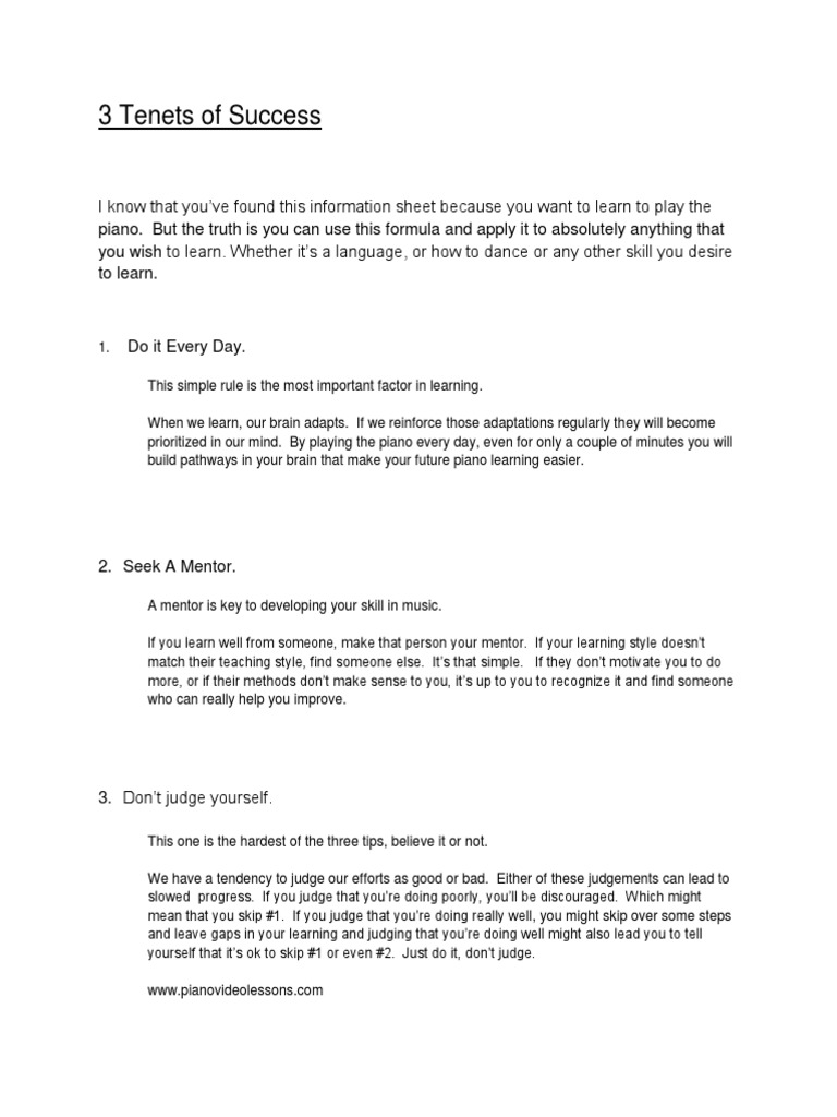 3 Tenets of Success | PDF