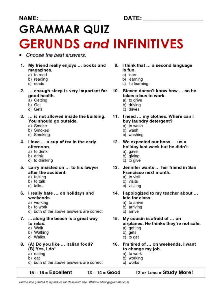 Atg Quiz Gerunds Infinitives 20201007 PDF | PDF