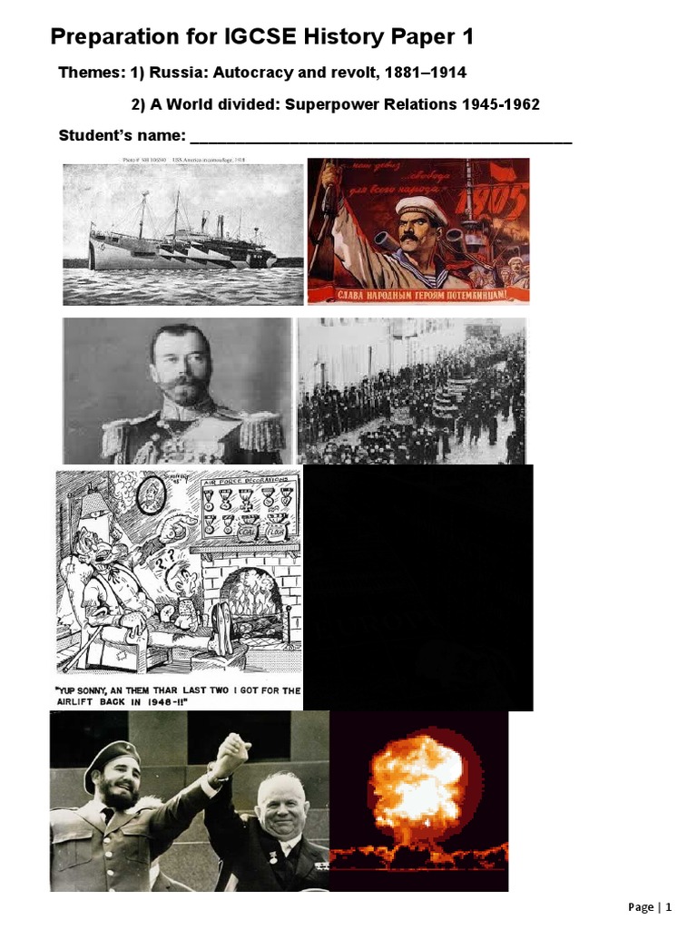 Edexcel IGCSE History P1 Sample Questions | PDF | Nicholas Ii Of Russia ...