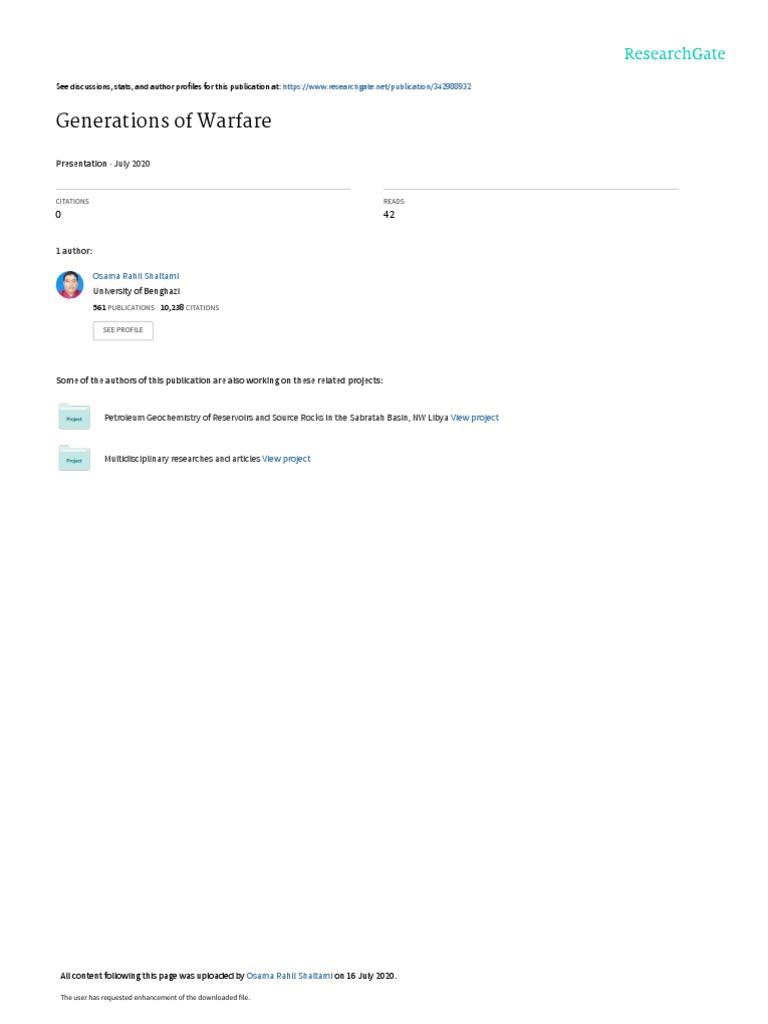 Generations of Warfare: July 2020 | PDF | Conflict (Process) | Human ...