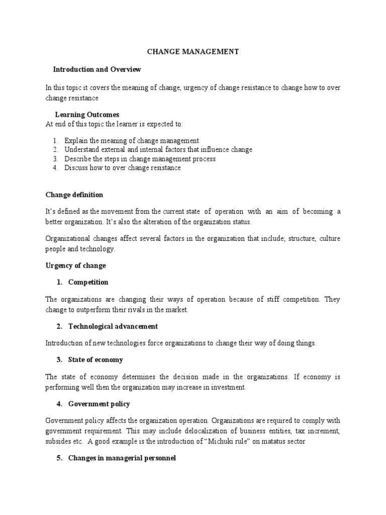Change Management Notes | PDF | Change Management | Competition