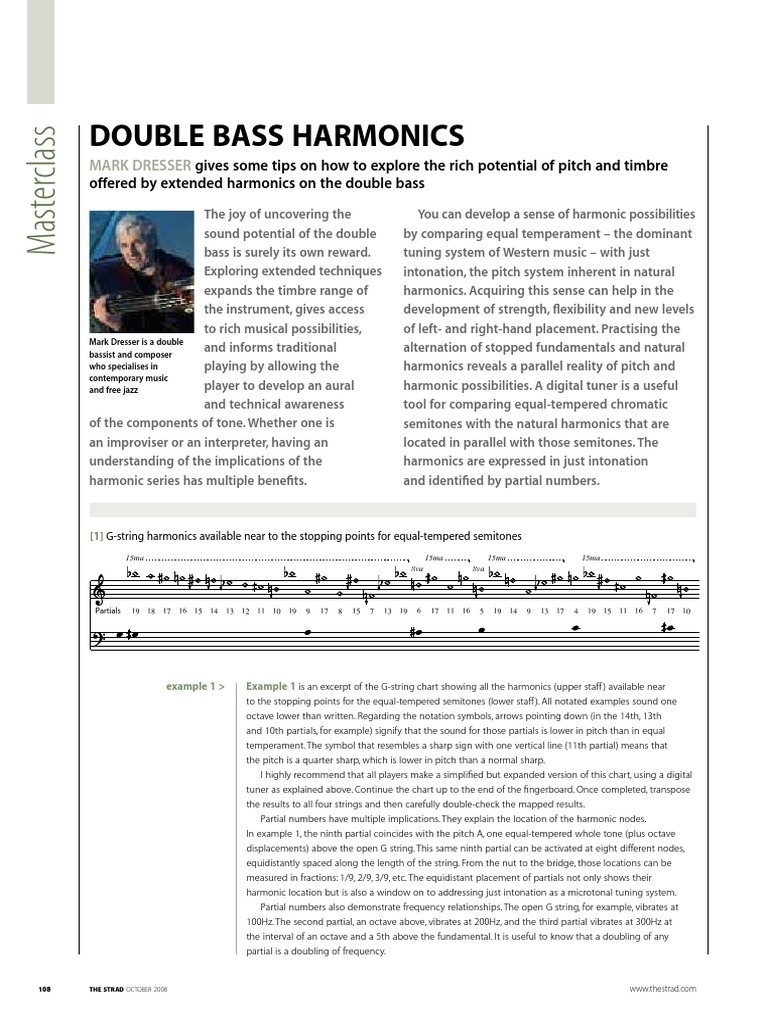 Double Bass Harmonics: Mark Dresser | PDF | Harmonic | String Instruments