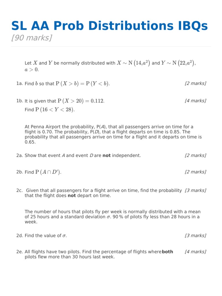 SL AA Prob Distributions IBQs | PDF | Mean | Standard Deviation