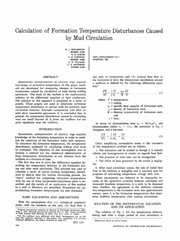 Calculation of Formation Temperature Disturbances Caused by Mud ...