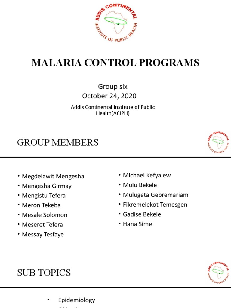 Malaria Control Programs: Group Six October 24, 2020 | PDF ...