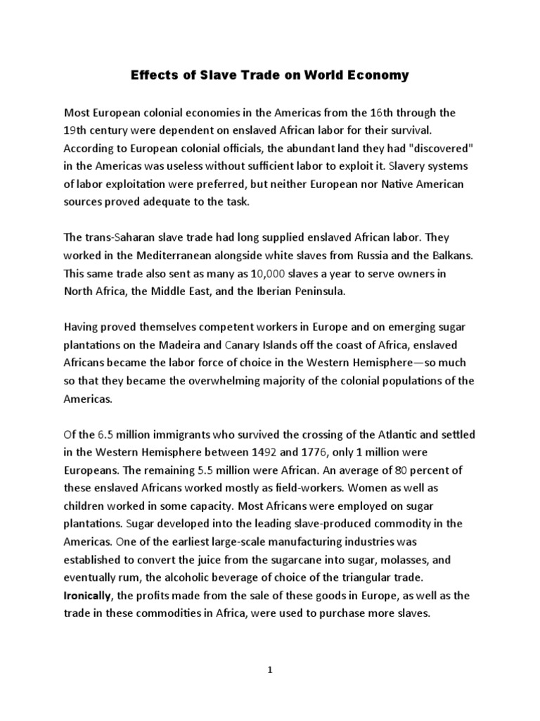 Impact of Slave Trade on Global Economy | PDF | Atlantic Slave Trade ...