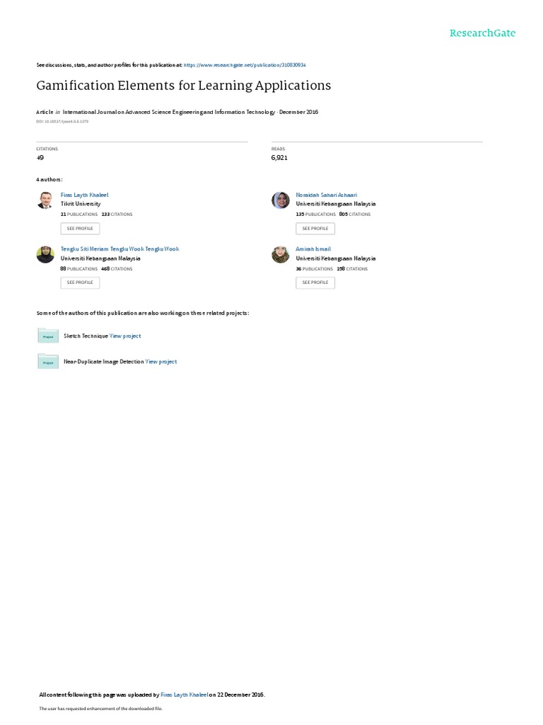 Gamification Elements For Learning Applications PDF | PDF | Survey ...