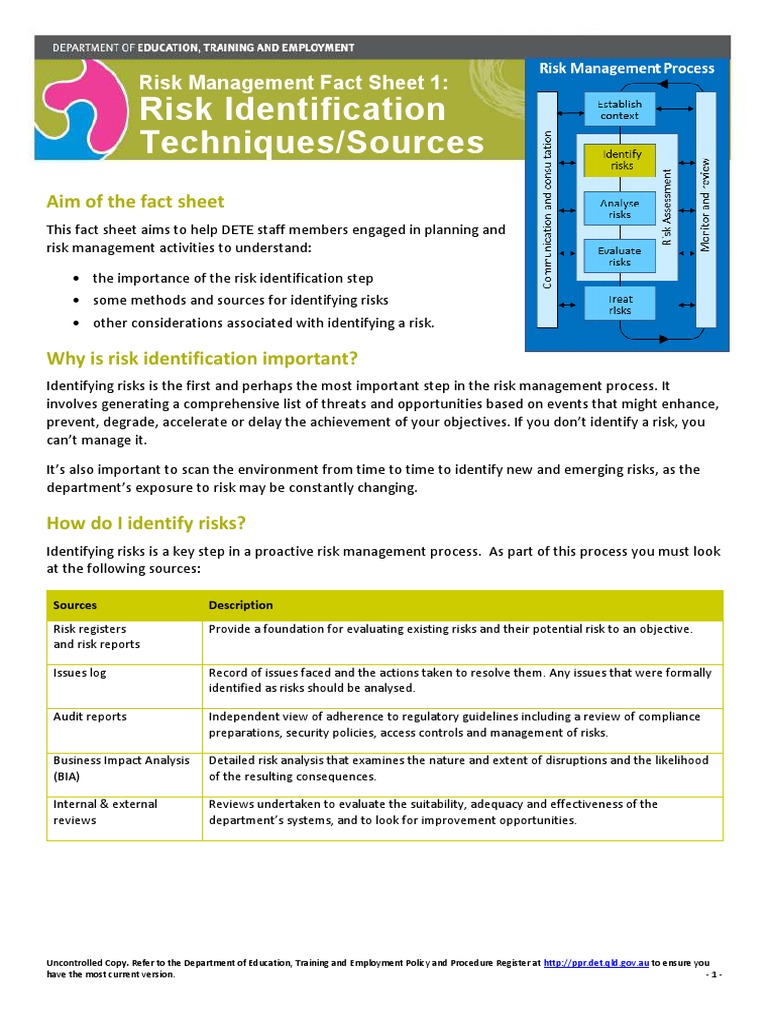 Fact Sheet 1 - Risk Identification PDF | PDF | Risk | Risk Management