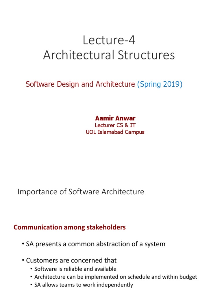 Lecture-4 Architectural Structures: Software Design and Architecture | PDF