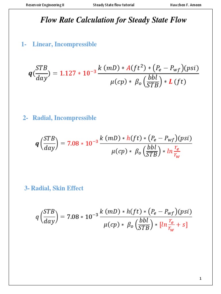 Steady State Flow Rate Calculations | PDF | Fluid Dynamics | Liquids