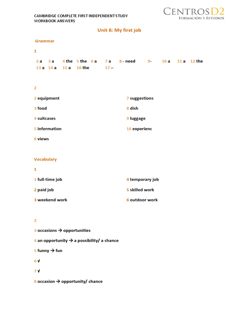 Complete First b2 Unit 6 PDF | PDF