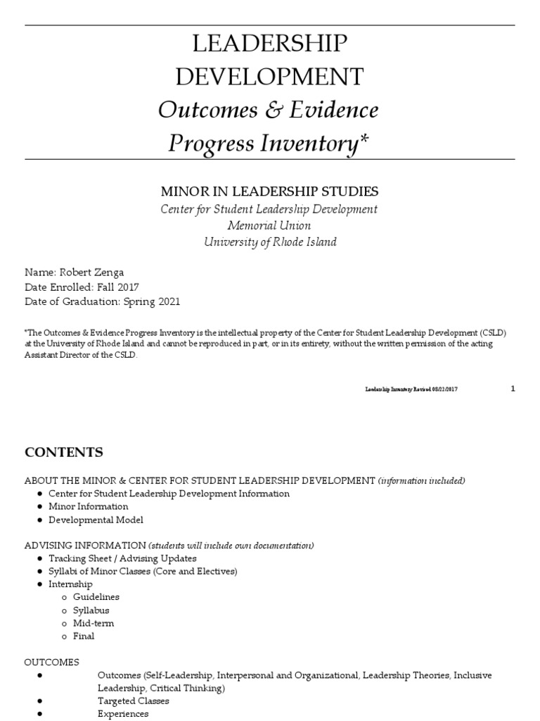 Leadership Inventory 2017 | PDF | Leadership | Value (Ethics)