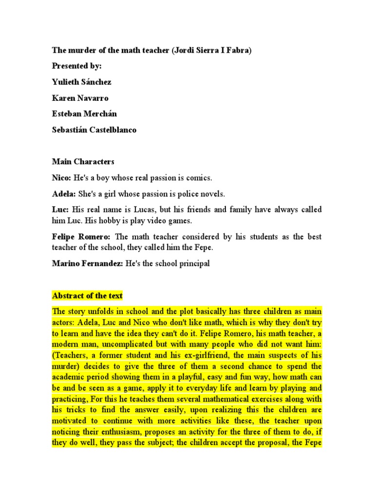 The Murder of The Math Teacher | PDF | Teachers | Teaching Mathematics