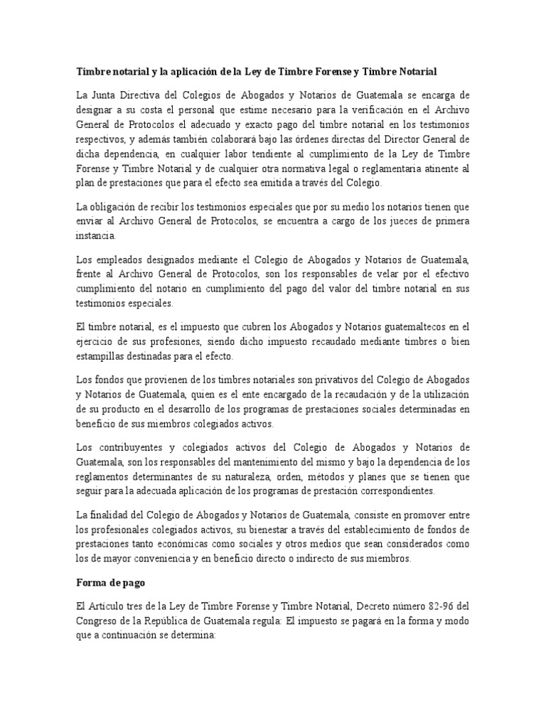Timbre Notarial y La Aplicacion de La Le | PDF | Gobierno | Justicia