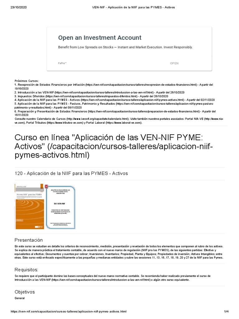 VEN-NIF - Aplicación de La NIIF para Las PYMES - Activos | PDF | normas ...