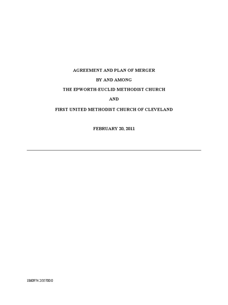 Agreement and Plan of Merger by and Among The Epworth-Euclid Methodist ...