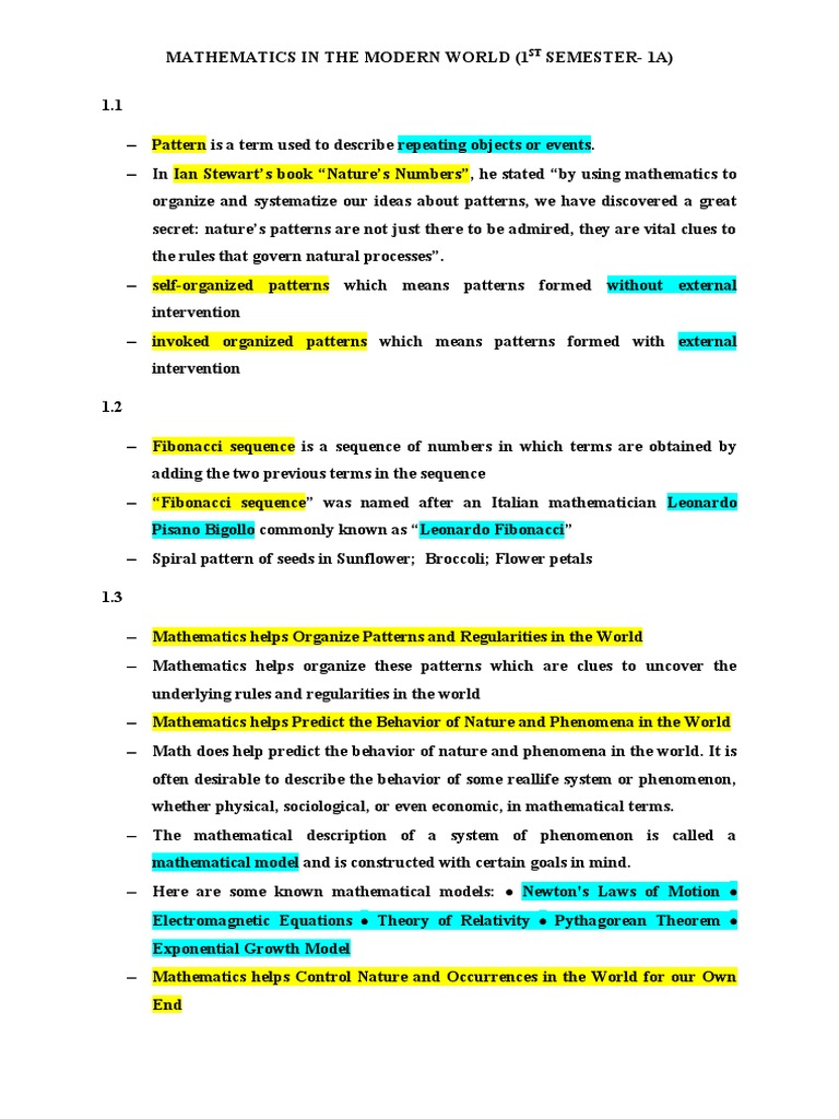 Mathematics in Modern World | PDF | Set (Mathematics) | Argument