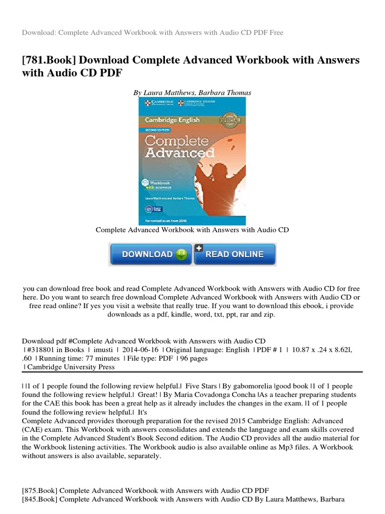 Complete Advanced Workbook With Answers With Audio CD PDF | PDF