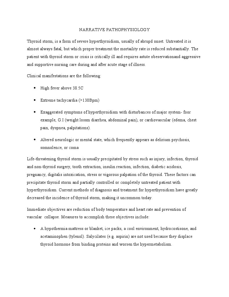 NARRATIVE PATHOPHYSIOLOGY thyroid storm | Hyperthyroidism | Thyroid