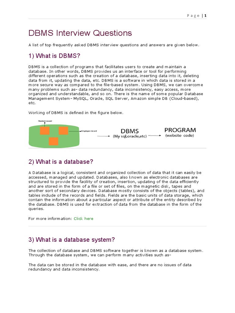 DBMS Interview Questions | PDF | Relational Database | Databases