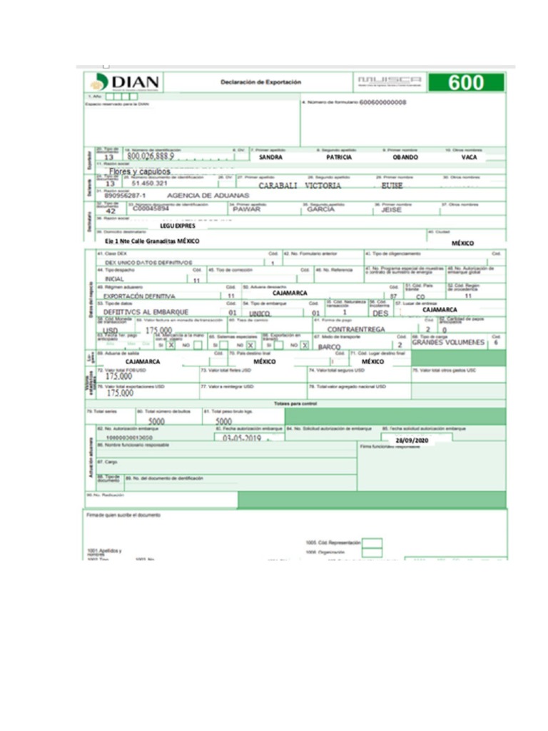 Declaración de Exportación | PDF