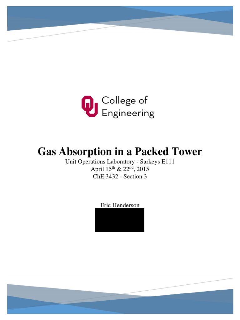 Gas Absorption In A Packed Tower Unit Operations Laboratory Sarkeys