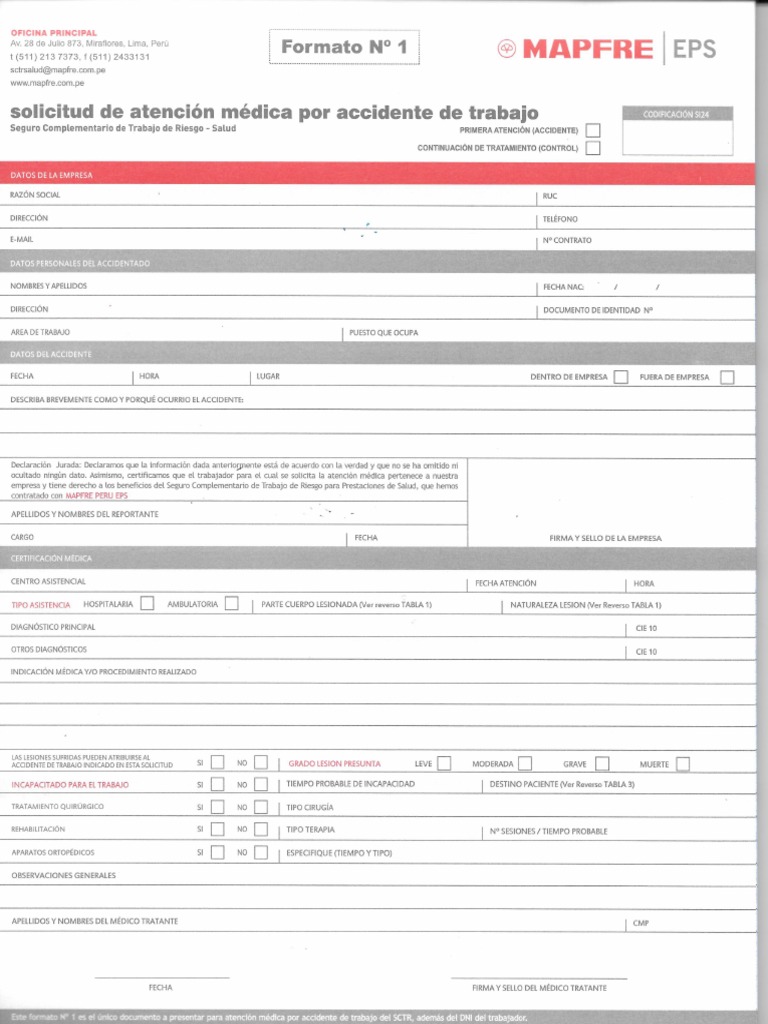 Formato 1 y 2 SCTR Mapfre PDF | PDF