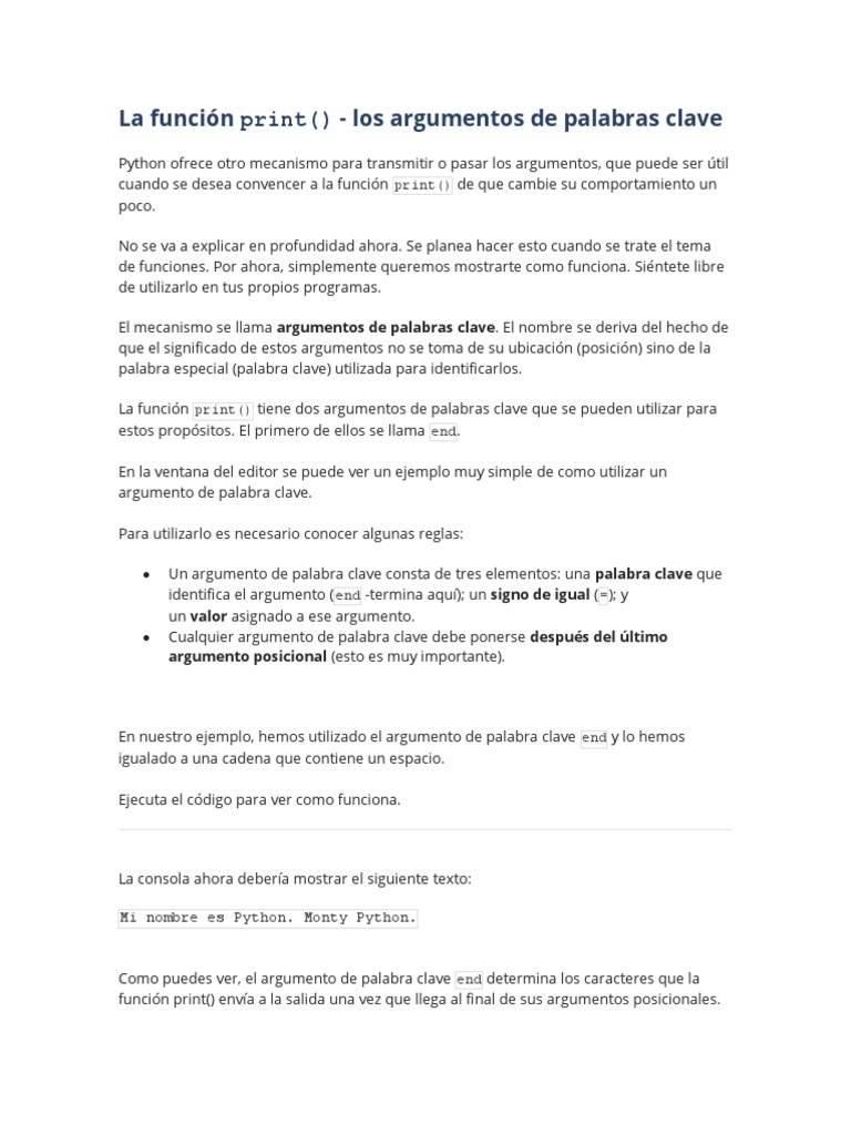 Palabras Claves en Python | PDF | Informática