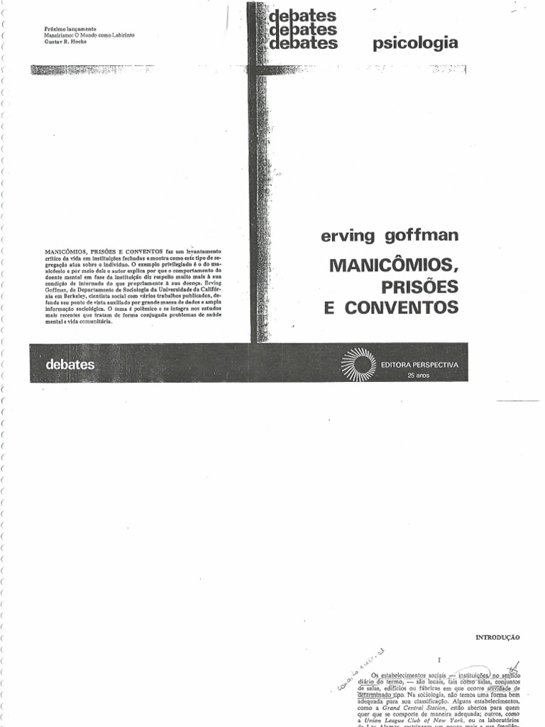 Goffman - Mancômios, Prisões e Conventos PDF | PDF