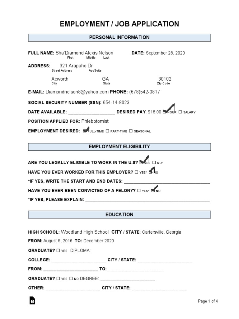Job Application | PDF | Military Discharge | Background Check