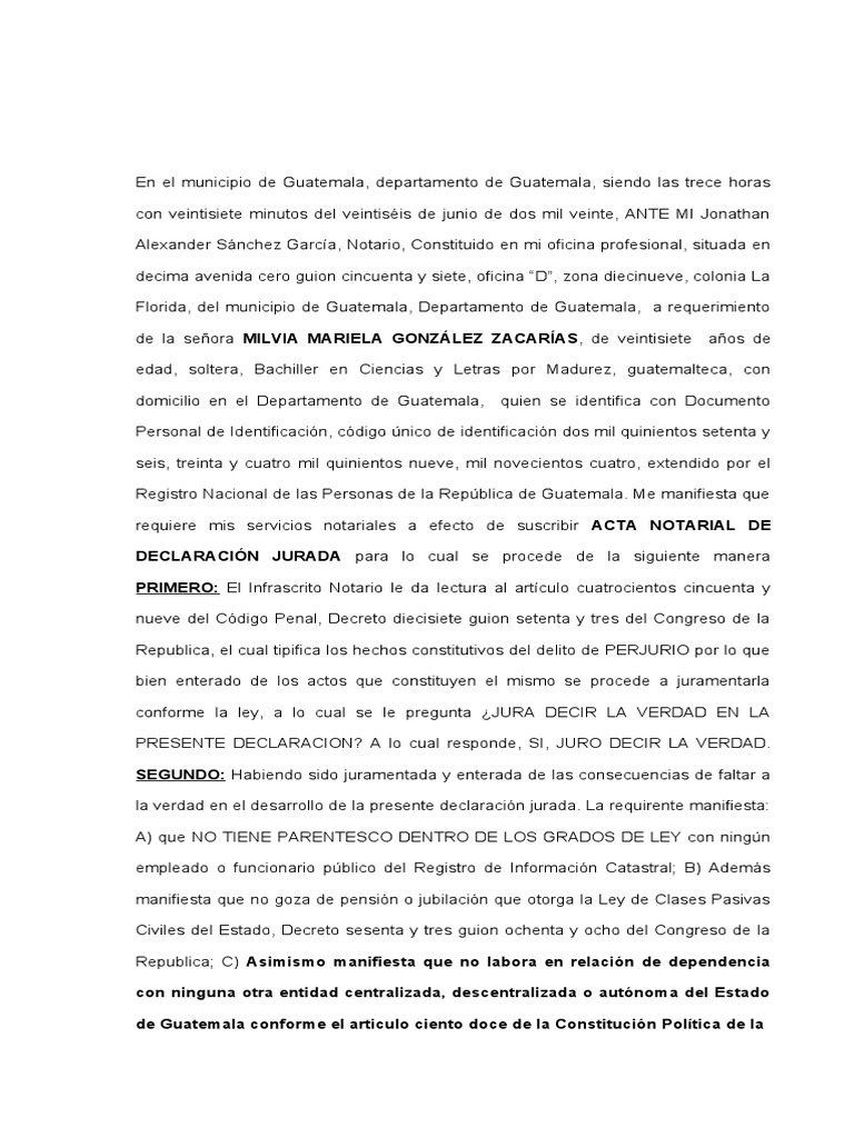 Declaracion Jurada Ric | PDF | Guatemala | Gobierno
