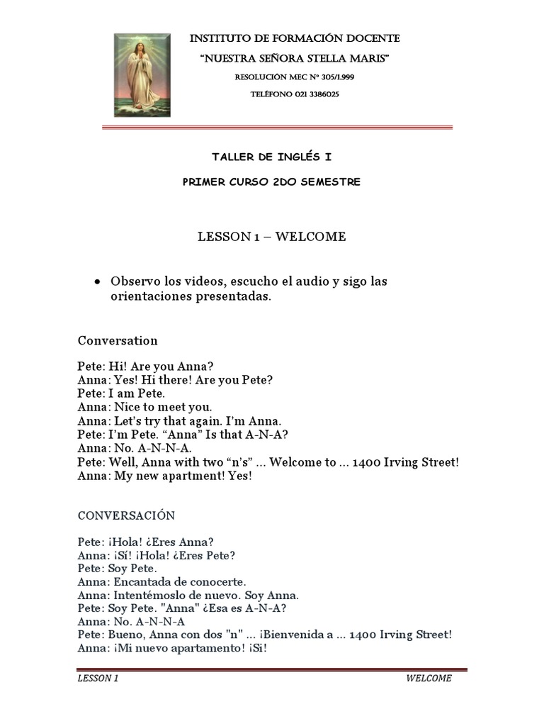 Lesson 1 - Welcome PDF | PDF