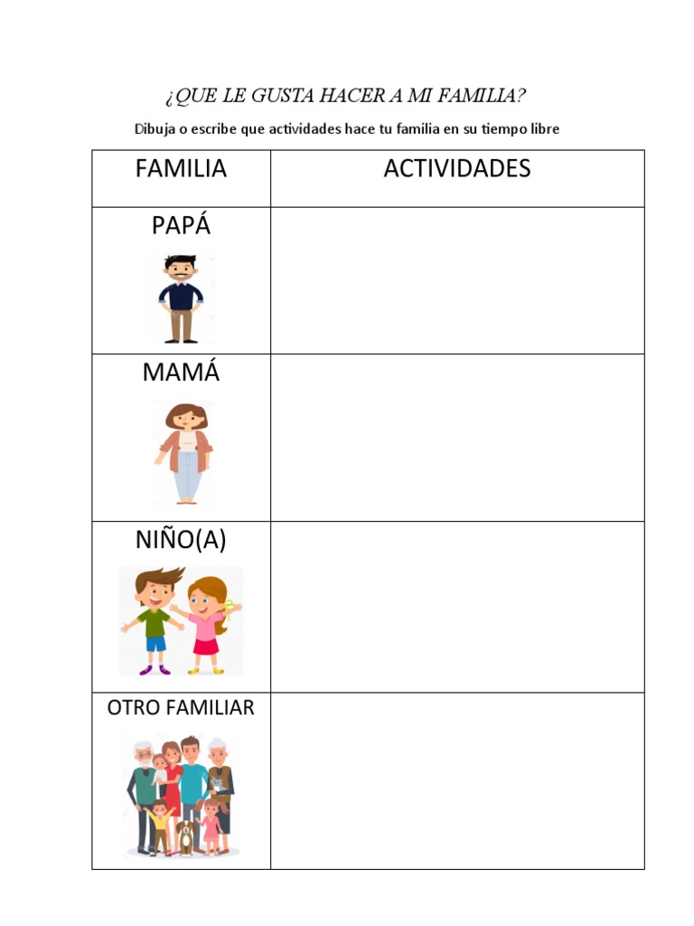 Actividades que Disfruta Mi Familia | PDF