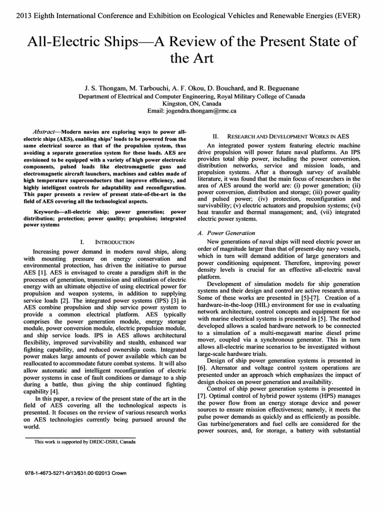 All-Electric Ships-A Review of The Present State of The Art | PDF ...