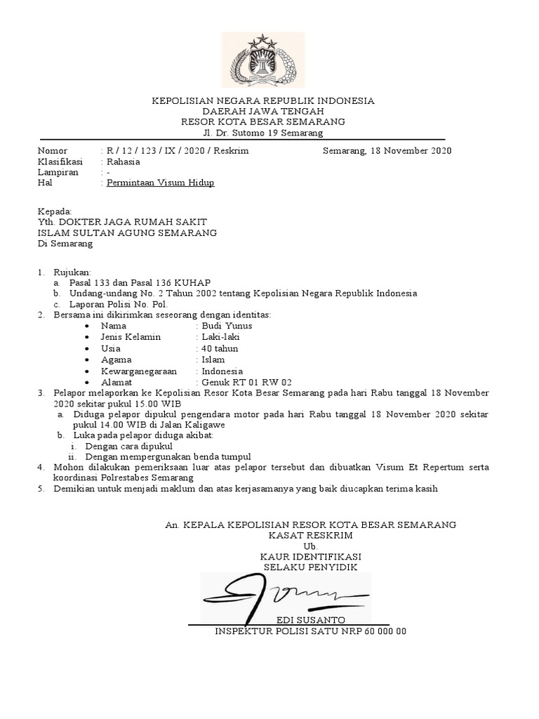 Surat Permintaan Visum | PDF