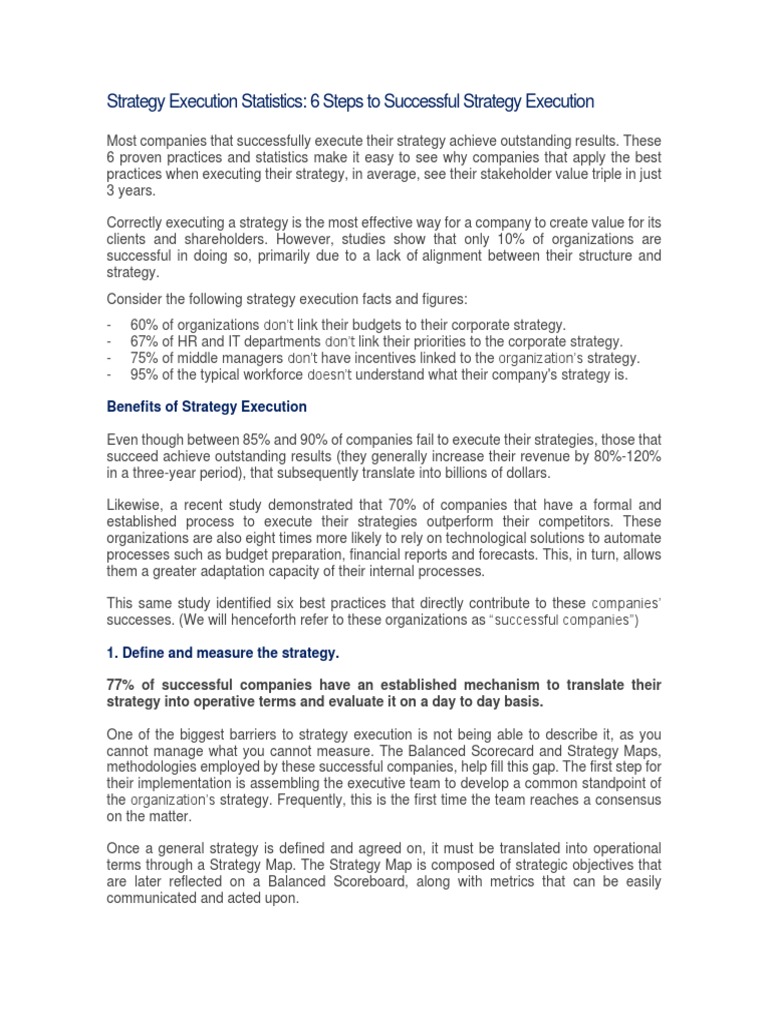 6 Steps for Effective Strategy Execution | PDF | Strategic Planning ...