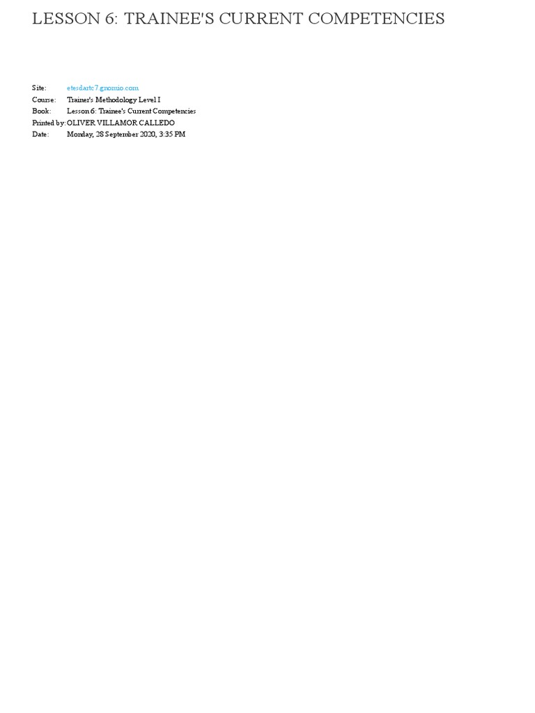 Lesson 6 - Trainee's Current Competencies PDF | PDF | Educational ...