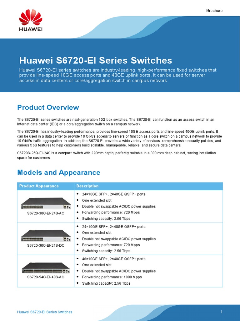 Huawei S6720-EI Series Switches Brochure | PDF | I Pv6 | Computer Network