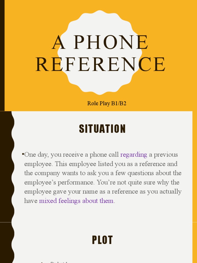 A Phone Reference: Role Play B1/B2 | PDF | Career & Growth