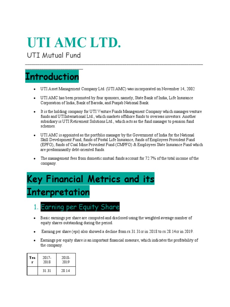 Uti Amc | PDF | Investing | Investor
