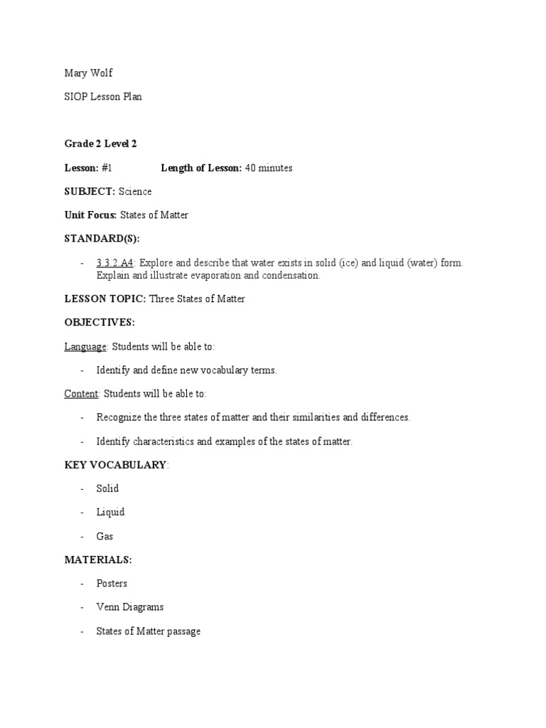 Grade 2 Level 2 Lesson: #1 Length of Lesson: 40 Minutes SUBJECT ...